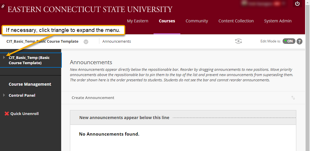 Blackboard Course Structure Template - Eastern Connecticut State ...